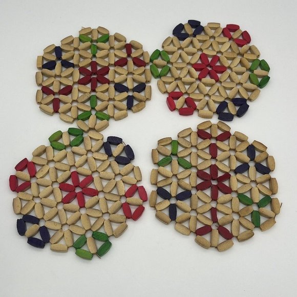 Unbranded | Kitchen | Vintage Beaded Wooden Trivet Hot Pad Wall ...